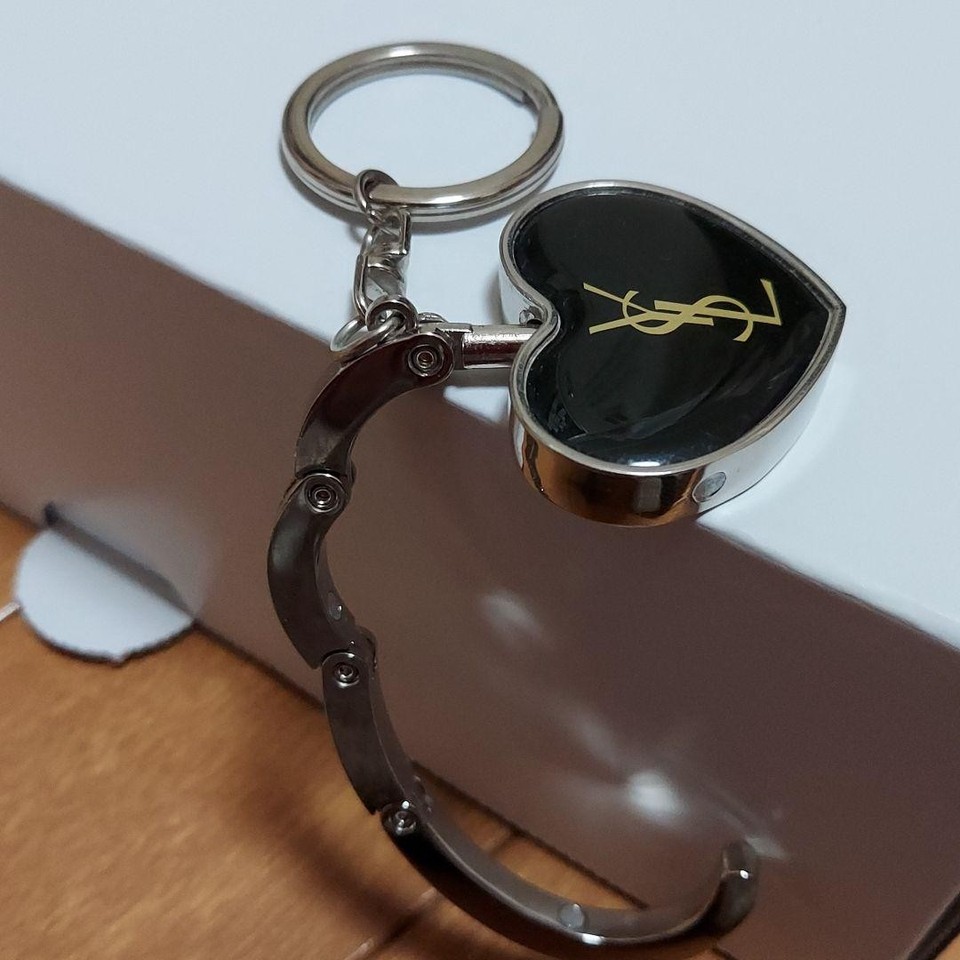 YSL Yves Saint Laurent Key Ring Logo Heart Bag holder | eBay