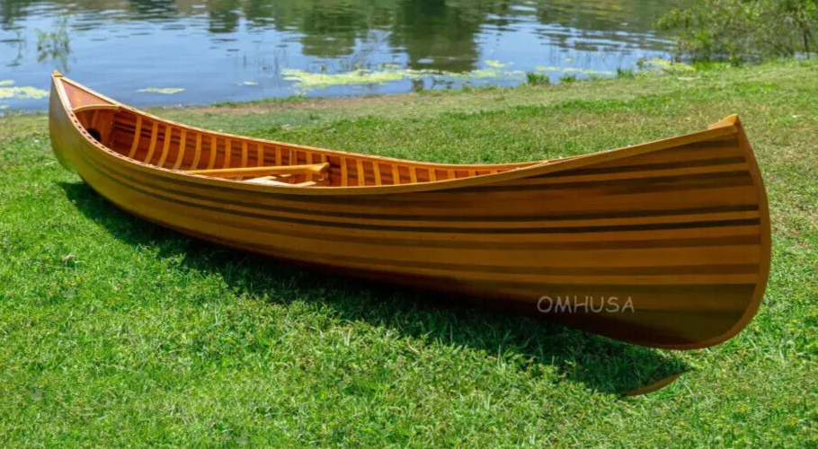 Large Display Cedar Strip Built Canoe 10' Wooden Model Boat Woodenboat ...