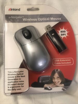 Inland U-Navigator Wireless Optical Mouse # 07340 Ergonomic 800 DPI ...