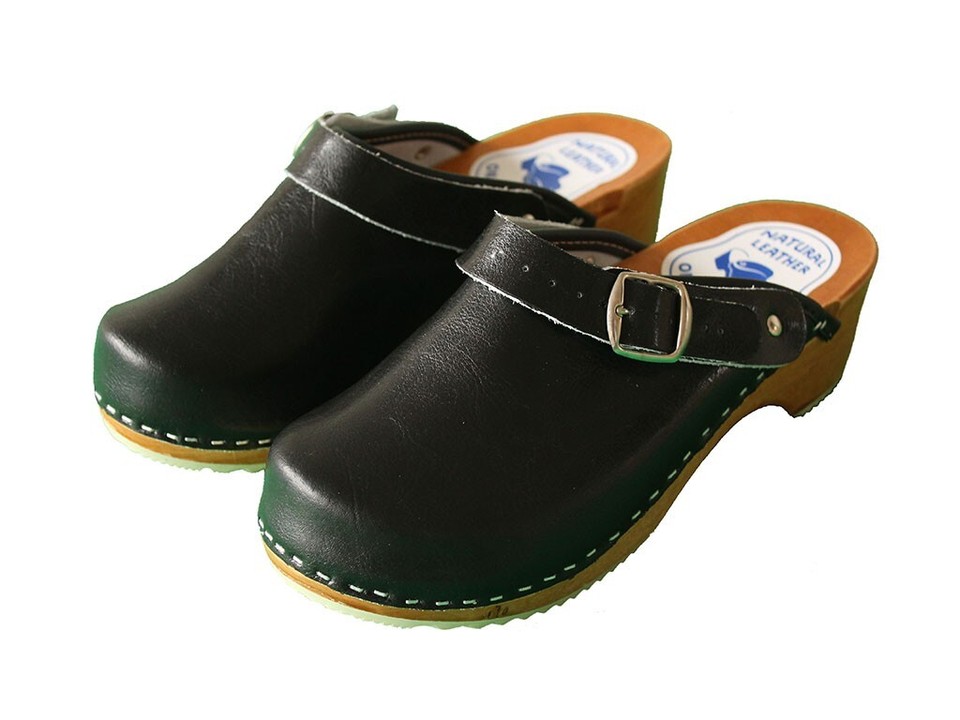 Women's Clogs Hand Made Ladies Wooden Sole 100% Natural Leather Upper ...