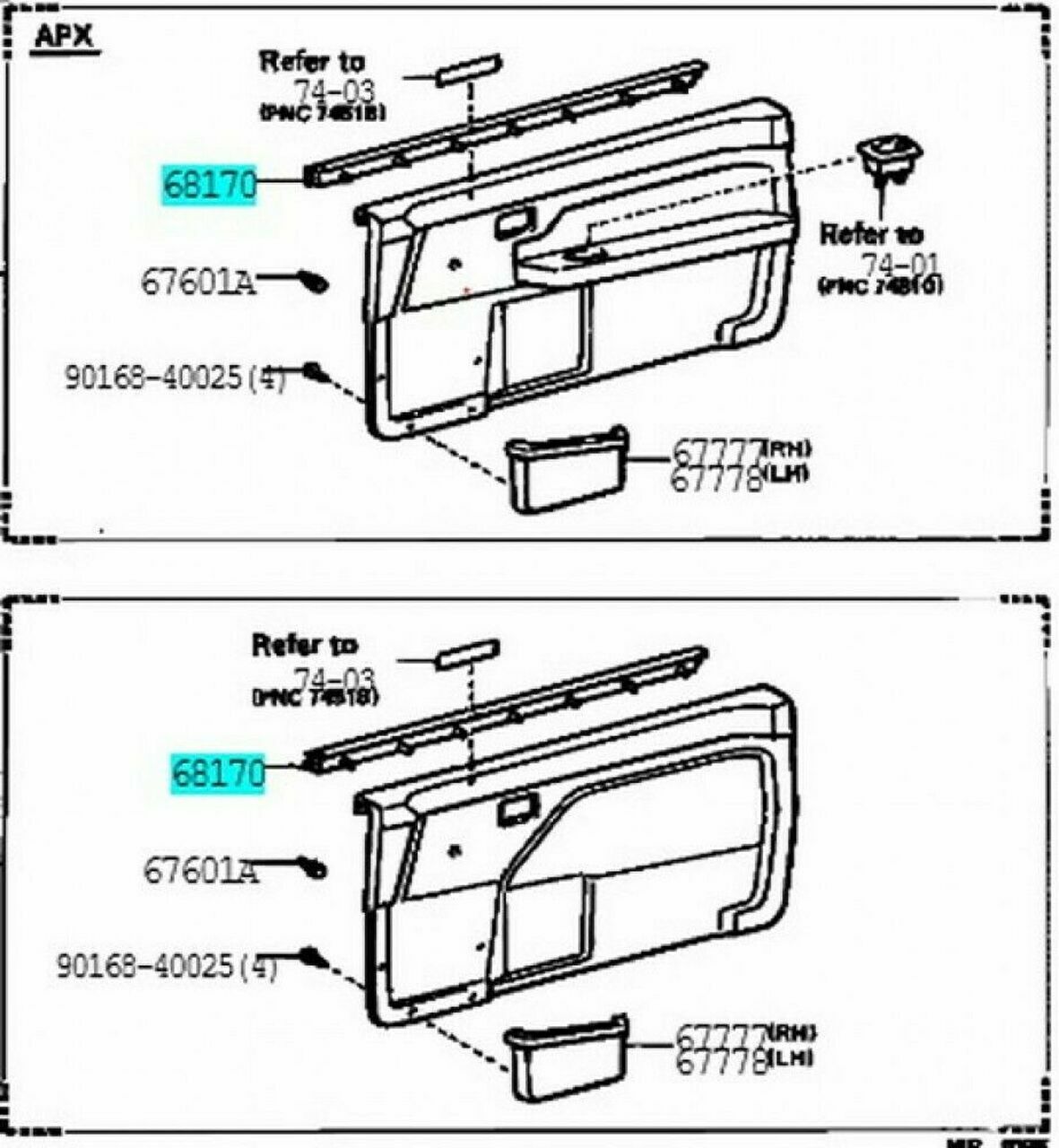 TOYOTA Corolla AE86 Front Door Glass Inner Weatherstrip LH&RH set ...