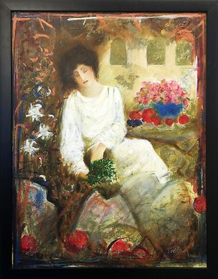 JANET TREBY "WILD THYME" | SIGNED EMBELLISHED CANVAS | 28X20" | OTHERS ...