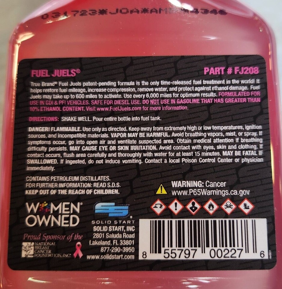 True Brand Fuel Juels FJ-208 Time Released Fuel Treatment 8 fl oz, GAS ...