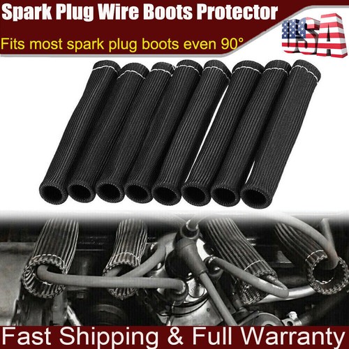 2500° 6" Spark Plug Wire Boots Protector Black Sleeve Heat Shield Cover ...