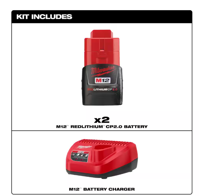 *NEW* Milwaukee M12 12V REDLITHIUM CP2.0 2X Battery Kit w/Charger 48-59 ...