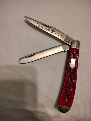 Schrade Walden 1194 Knife USA Everlastingly Trapper Red Bone Handles | eBay