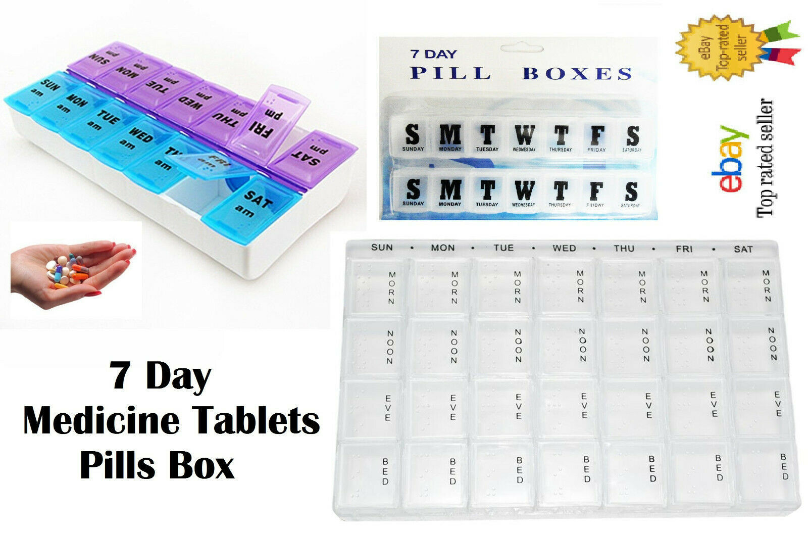 7days PILL BOX organizer weekly storage medicine tablet dispenser ...