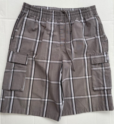 Mens Shaka Wear Plaid Cargo Shorts 11.5 Inseam Gray Large | eBay