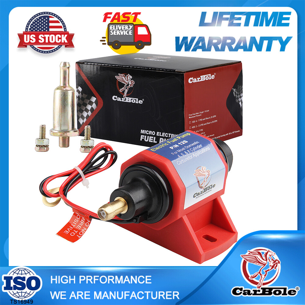 Universal Electric Inline Fuel Pump Carburetor 4-7 PSI 35 GPH Gas ...