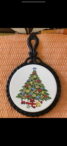 Christmas Holiday Christmas Tree Hot Plate Trivet Tile and Cast Iron ...