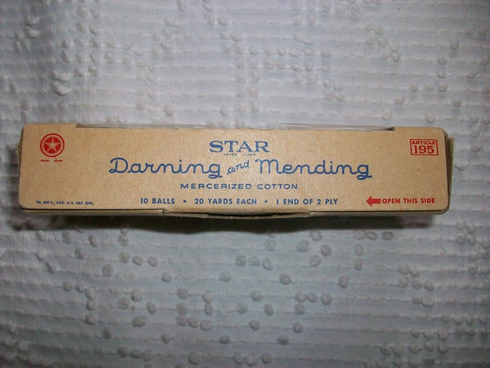Vintage STAR Darning and Mending Cotton Thread in Box 195 Assorted ...