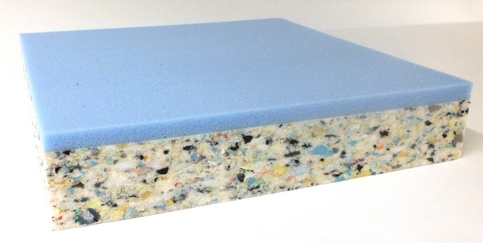 High Density upholstery Firm Recon Foam With Bonded Blue topper square ...