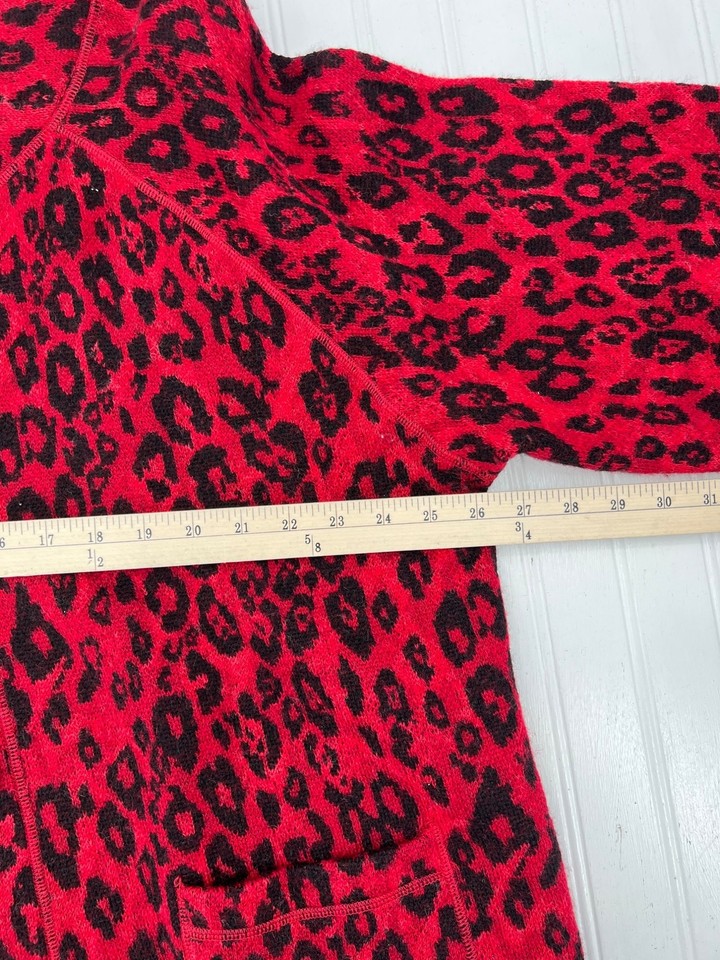 Ruby Rd. Woman Red & Black Leopard Print Wool Cardigan Jacket 1X Button ...