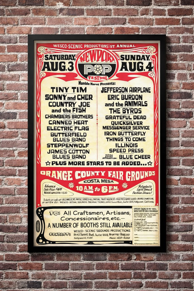 Newport Pop Festival 1968 Concert Poster Orange County CA Vintage Art ...