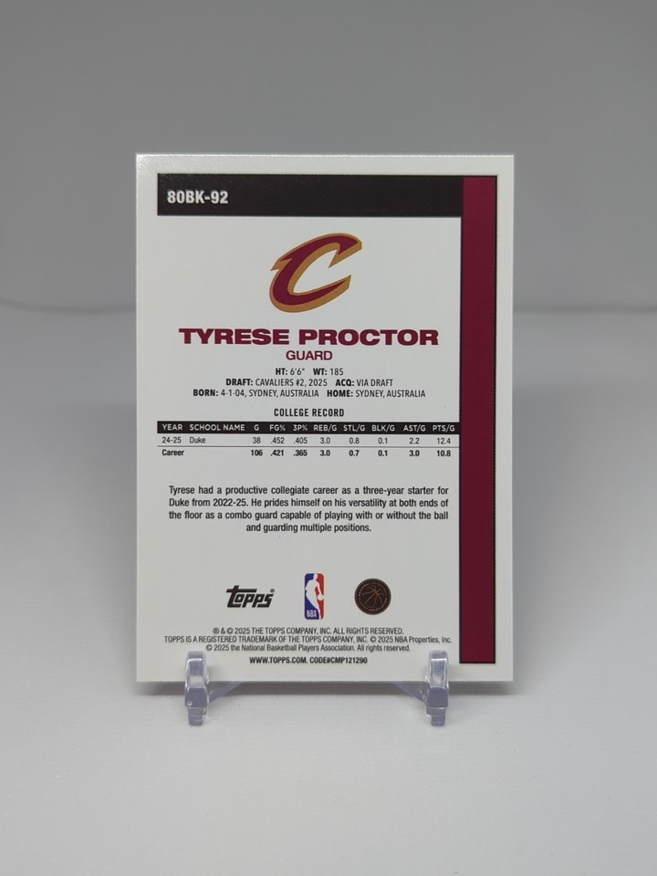 2025-26 Topps Flagship TYRESE PROCTOR 45th Anniversary Rookie Card RC ...