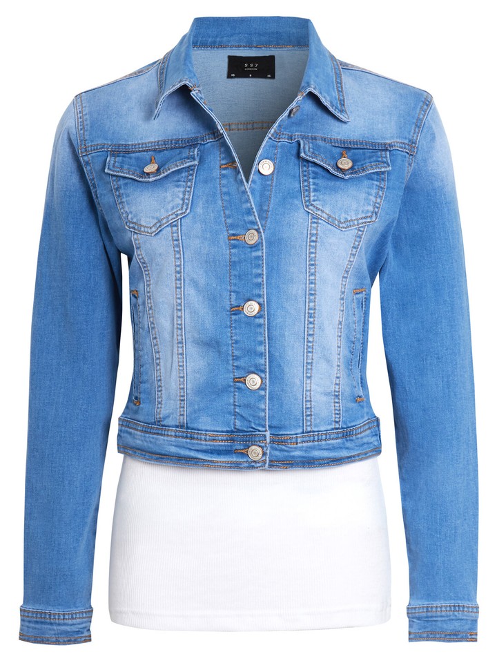 NEW Womens Denim Jacket Jean Stretch Jackets Ladies Blue Size 8 10 12 ...