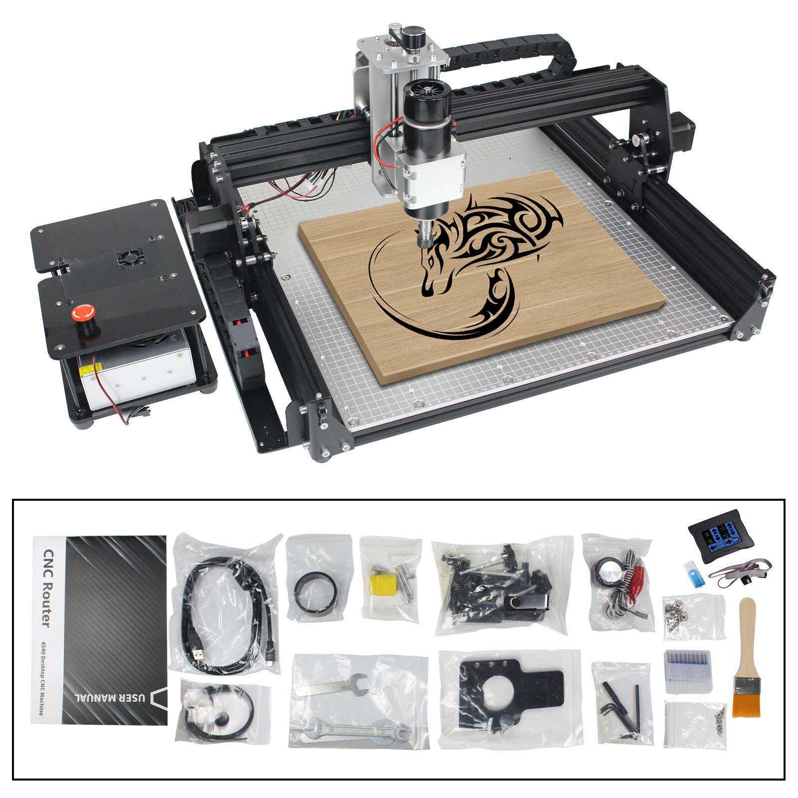 【US】4540 GRBL DIY CNC Router Aluminum Table Laser Engraving 500W ...