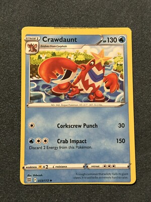 Pokémon TCG Crawdaunt Brilliant Stars 033/172 Error Miscut Top Heavy | eBay