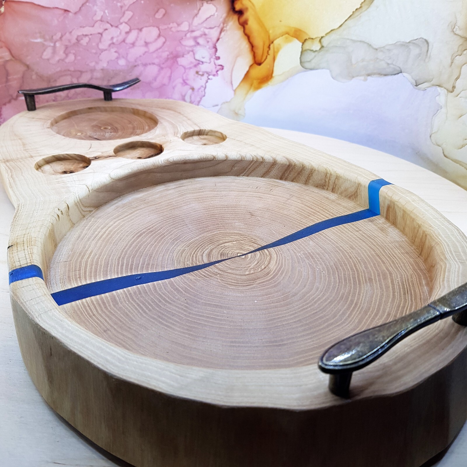 Solid ash tray for serving meat or other dishes and alcoholic beverages ...