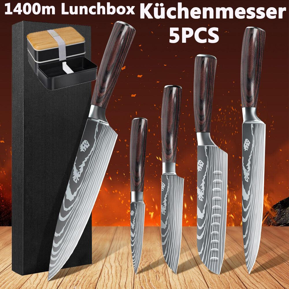 Profi Kochmesser Küchenmesser Set Japanisches Damaskus Edelstahl ...