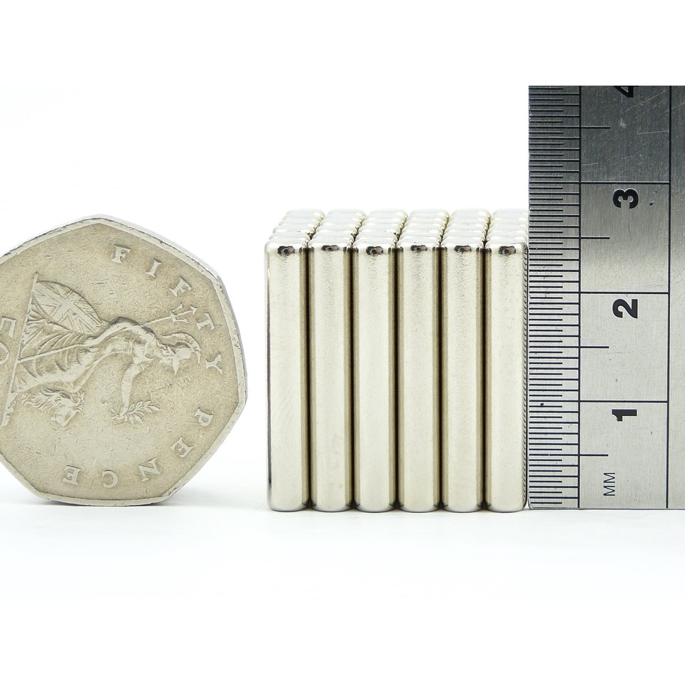 N42 4mm dia x 25mm strong thin Neodymium rod / disk magnets MRO DIY ...