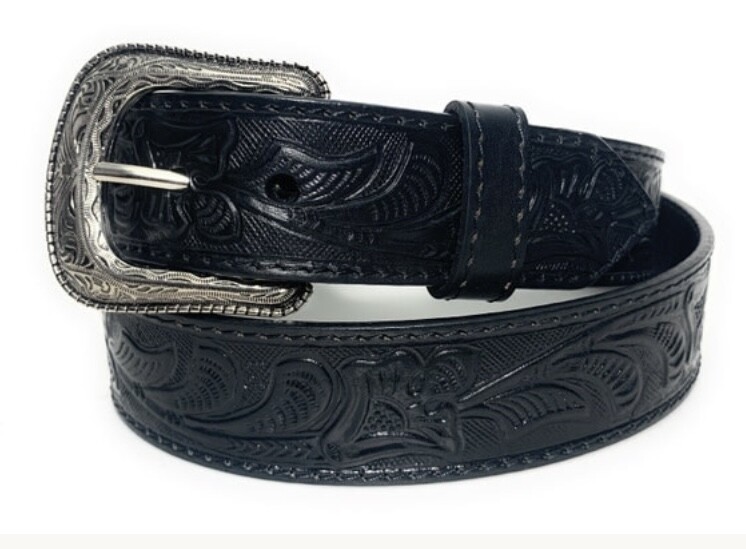 EMBOSSED WESTERN LEATHER BELT COWBOY RODEO CASUAL LEATHER BELT FLORAL ...