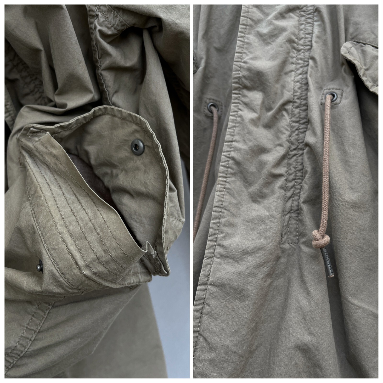 Mens ALLSAINTS 2 In 1 Quilted Removable Lining Milita… - Gem