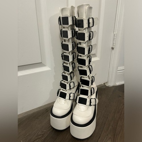 Demonia Swing-815 White Platform Trinity Boots Size 6 | eBay