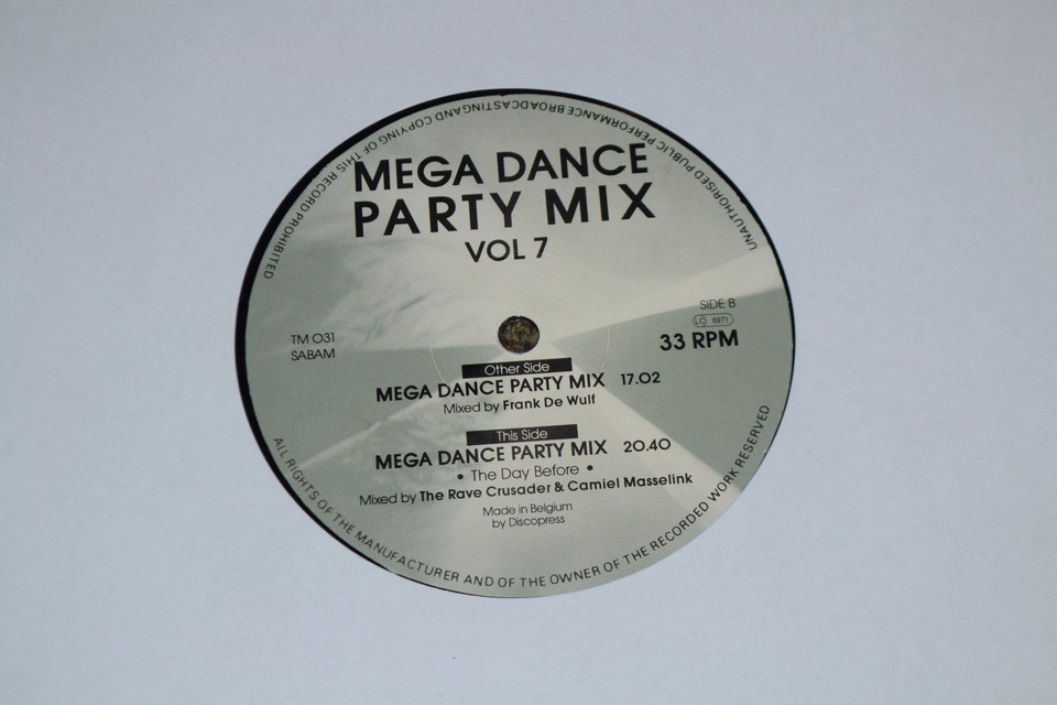 Mega Dance Party Mix Vol. 7~Frank De Wulf~Rave Crusader~Belgain IMPORT ...
