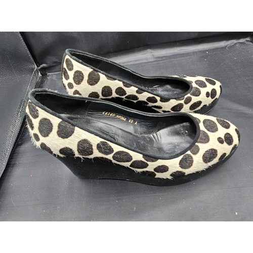 Boden CALF HAIR SPOTTED COW PRINT PLATFORM WEDGE HEELS EU 40 US 9 9.5 ...