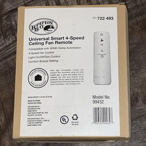 Hampton Bay Universal Smart 4 Speed Ceiling Fan Remote | SKU 722 493 ...