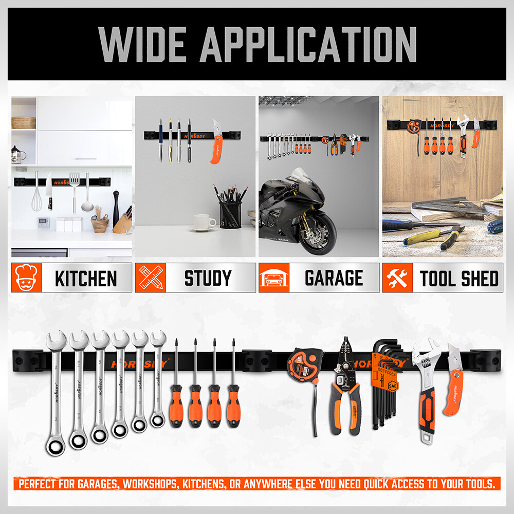 4x12" Magnetic Tool Holders Wall Mounted Strip for Storage Rack Garage ...