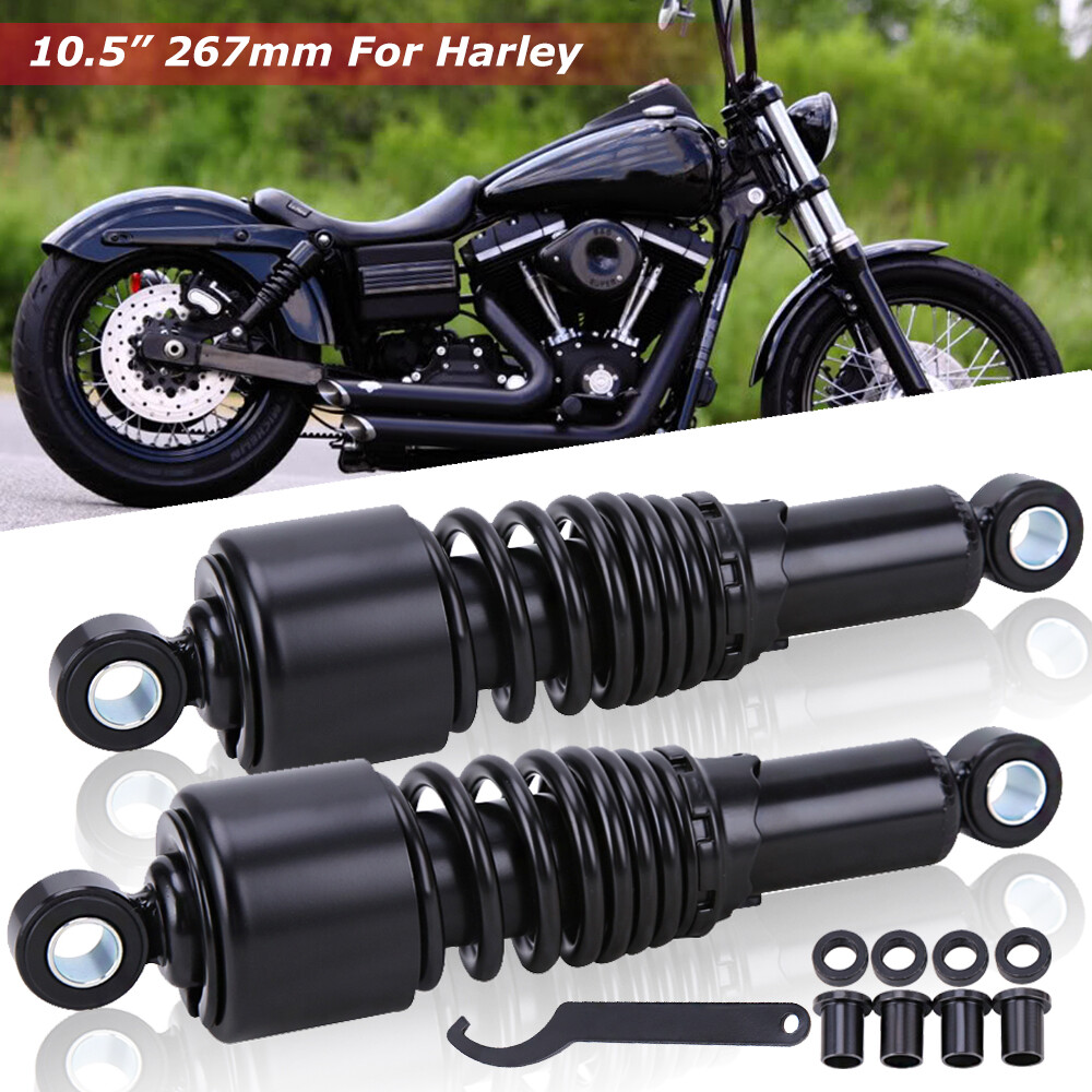 Pair 10.5" Rear Shocks For Harley Dyna Super Glide Low Rider StreetBob ...