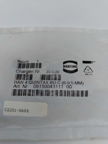 NEW Harting HAN 4 QUINTAX BU-C Female Crimp Connector 09150043111 (6-9 ...