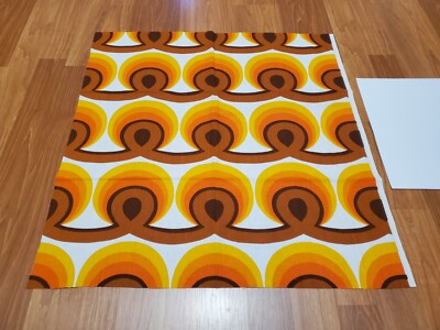 Awesome RARE Vintage Mid Century retro 70s Yel Org Brn Stripe Loop ...