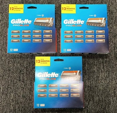 Lot Of 3! Gillette ProGlide Razor Blades for Men - 12 Refills, New, E2 ...