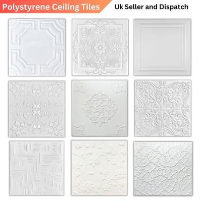 Polystyrene Ceiling Tile 3D Wall Panel Decorative Cladding (8 Tiles - 1 ...