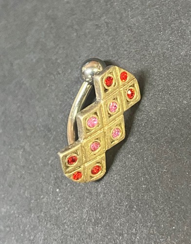 BBR22) Handmade Belly Button Bar/Ring 925 Sterling Silver, Pink & Red ...