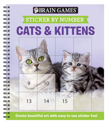 Brain Games - Sticker by Number: Cats & Kittens (Easy - Square Stickers ...