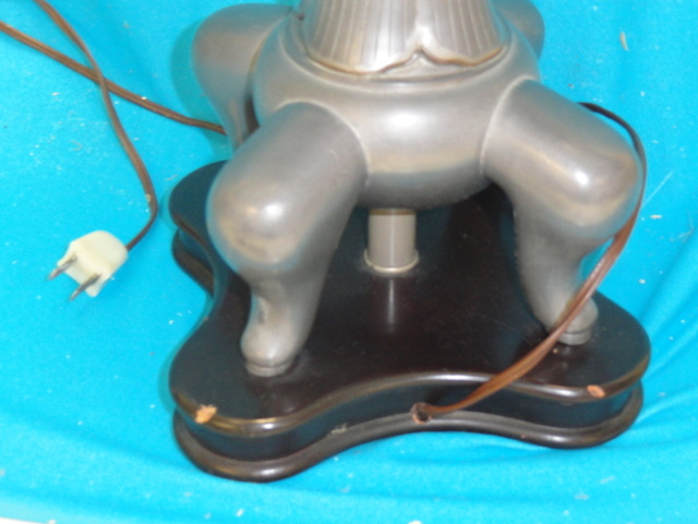 VINTAGE MARBRO LIGHTING Co METAL PEWTER TABLE LAMP with WOOD BASE ~ 39 ...