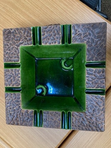 Vintage 1950's Rockwood Pottery #104 Brandts of Calif. Ashtray Green ...