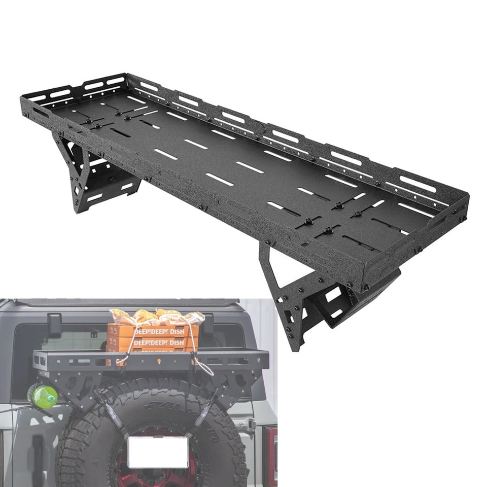 Fit 76-24 Jeep Wrangler Rear Cargo Basket Rack Spare Tire Utility ...