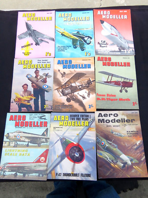 Lot of 9 Aero Modeller Magazines, 1959, 1960, 1961, 1964, 1966 ...