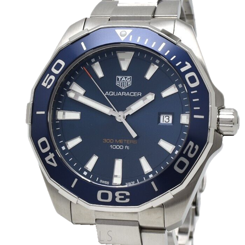 Tag Heuer Aquaracer Quartz 300m SS Blue Dial 43mm WAY101C.BA0746 | eBay