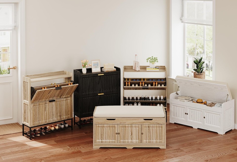 Shoe Storage Cabinet, Entryway Shoe Rack Cabinet with 2 Flip Drawers ...