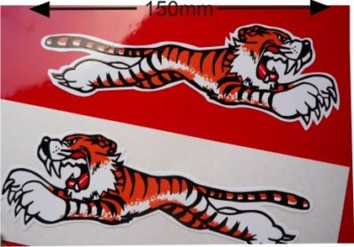 LEAPING TIGER Car & Bike STICKERS 150mm Pair TRIUMPH SUNBEAM Rootes ...