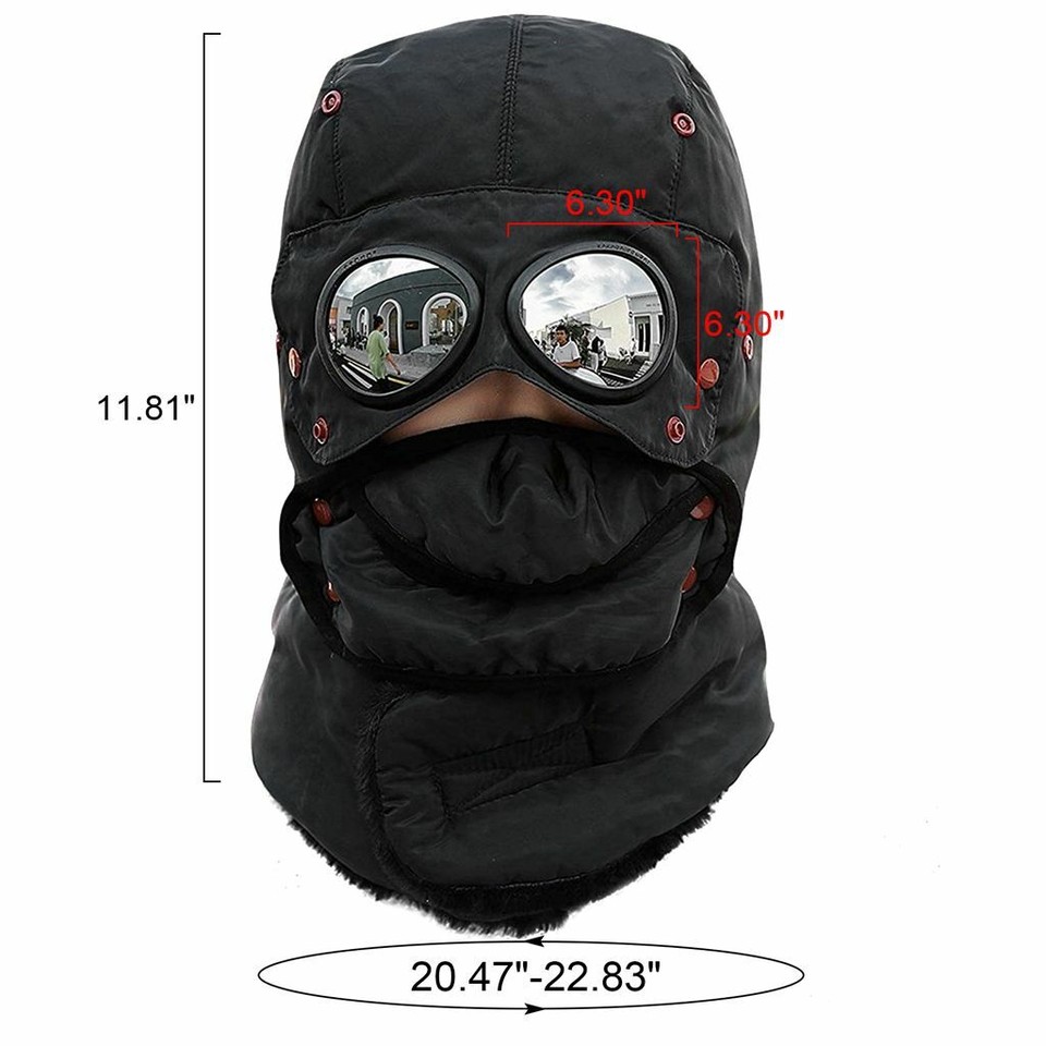 Winter Thermal Trapper Hat With Glasses Warm Full Neck Face Mask 2024 ...
