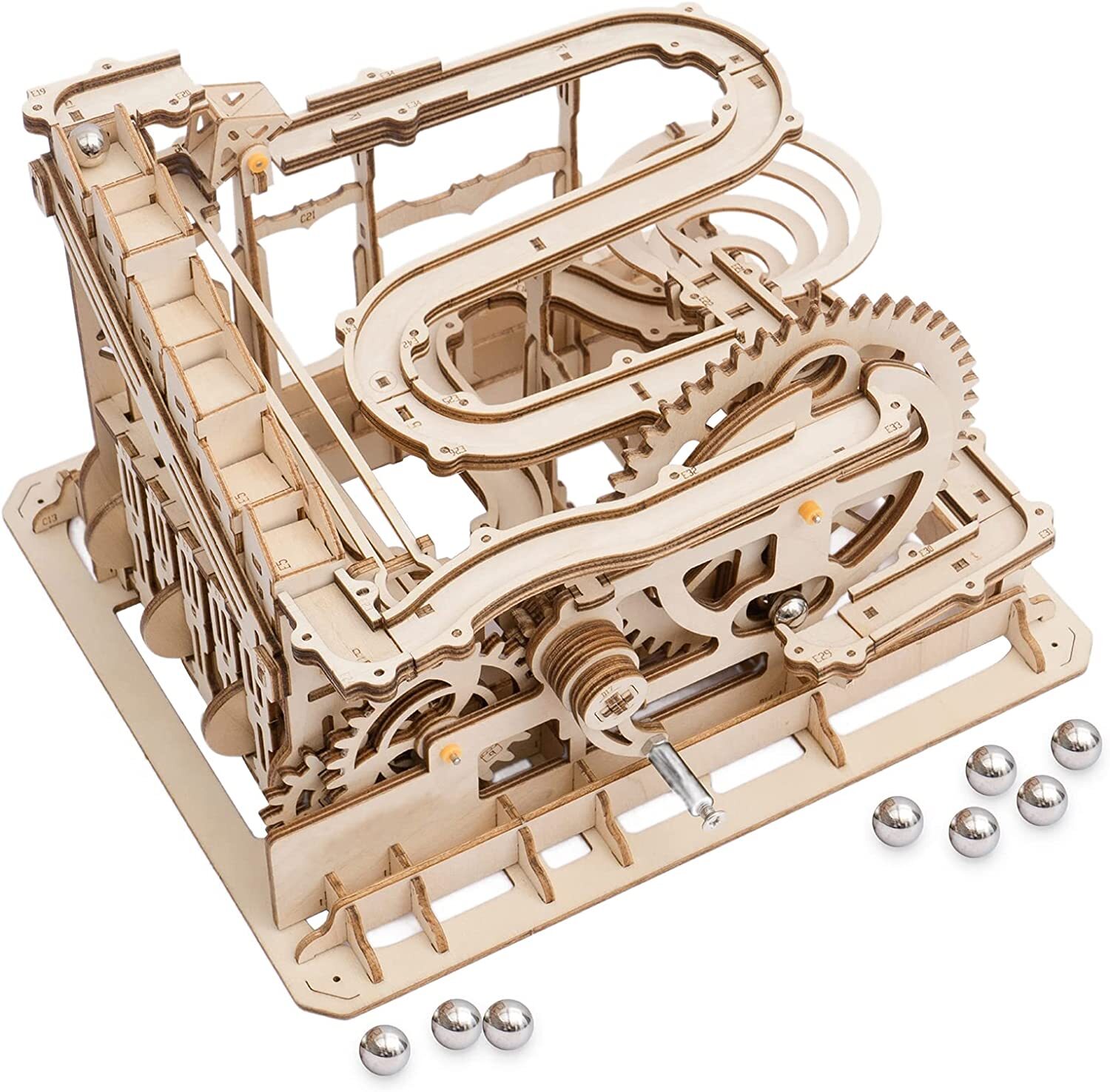 ROKR Wooden Marble Run 3D Puzzles DIY Model Adult Toy Waterwheel Roller ...