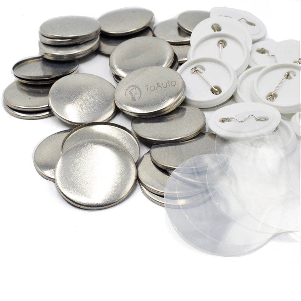 1-1/4" 32mm Badge Button Pin Parts 100 Complete Sets DIY Supplies ...