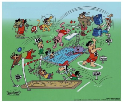 LAFF-ALYMPICS PRINT Hanna Barbera Fred Muttley Magilla Jetsons Quik ...